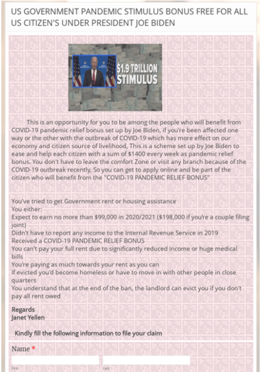 COVID-19 Relief / Stimulus Check Scams: 6 Cases & 3 Steps to Stay Safe