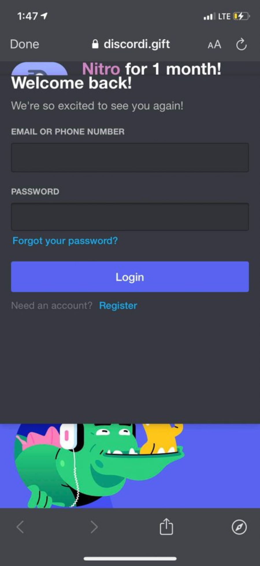 [Scam Alert] Discord Nitro Phishing Messages