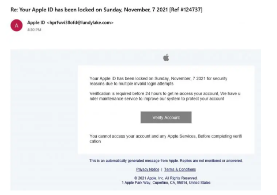 Apple ID Phishing Scams: Code / Password Reset Email & Fake Security ...